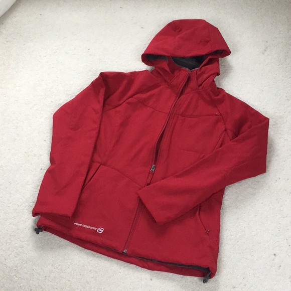 Free Country | Jackets & Coats | Red Soft Shell Jacket With Gray Fuzzy ...